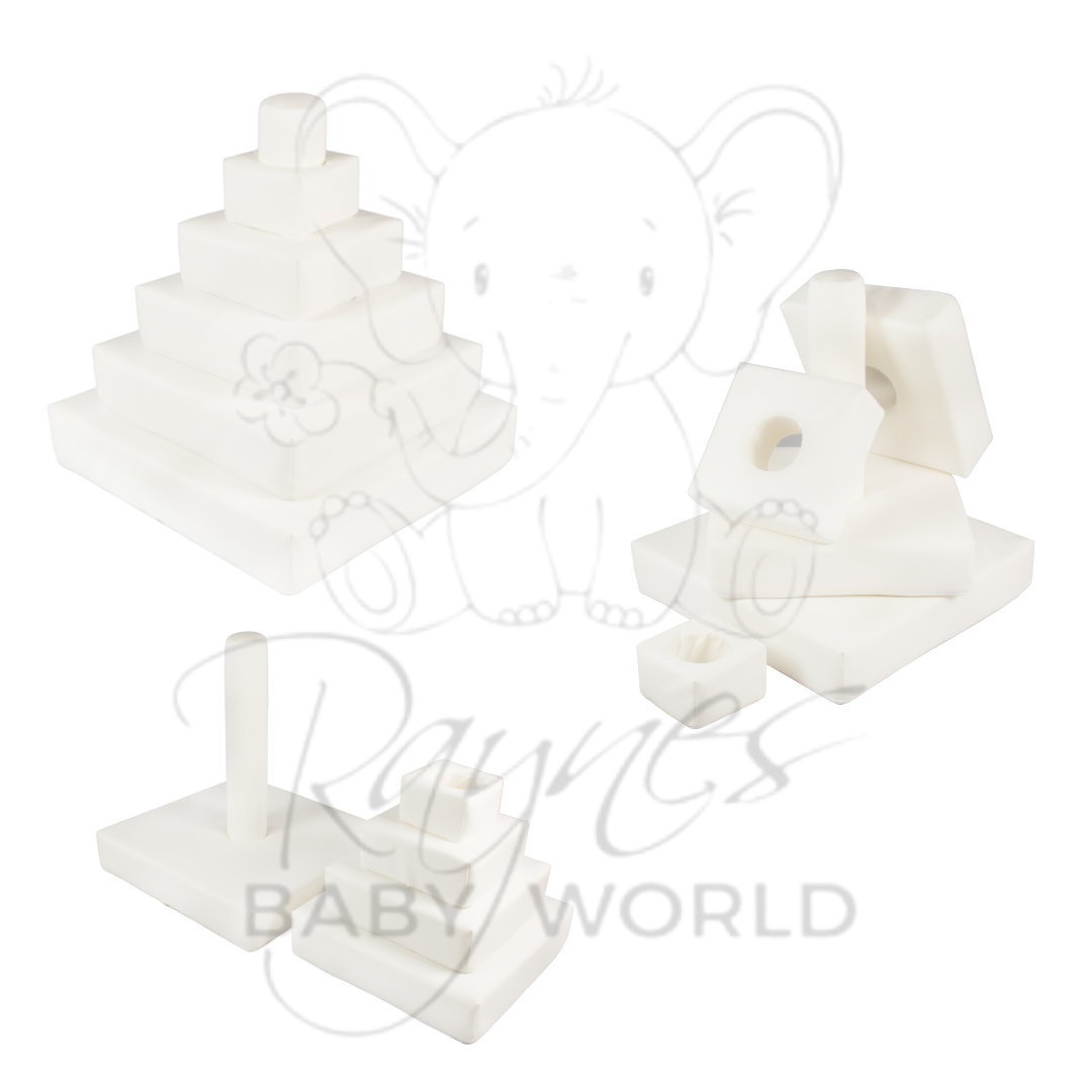 Pyramid Stacking Tower Blocks - White – Raynes Baby World