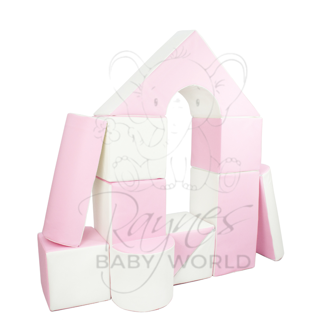 Maxi Castle Block Sets - Pastel Pink & White – Raynes Baby World